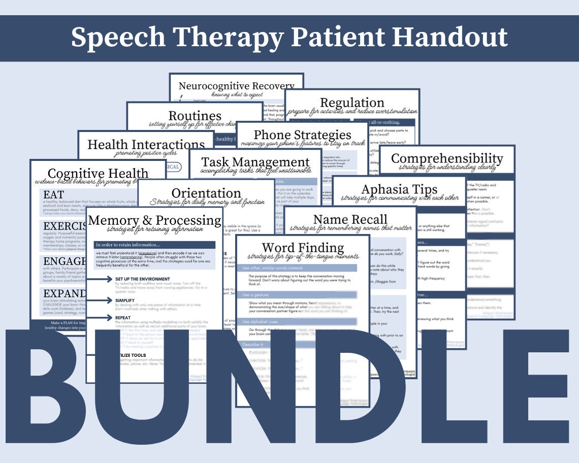 The SLP Patient Handout BUNDLE / Adults / Cognition Aphasia Dysarthria ...