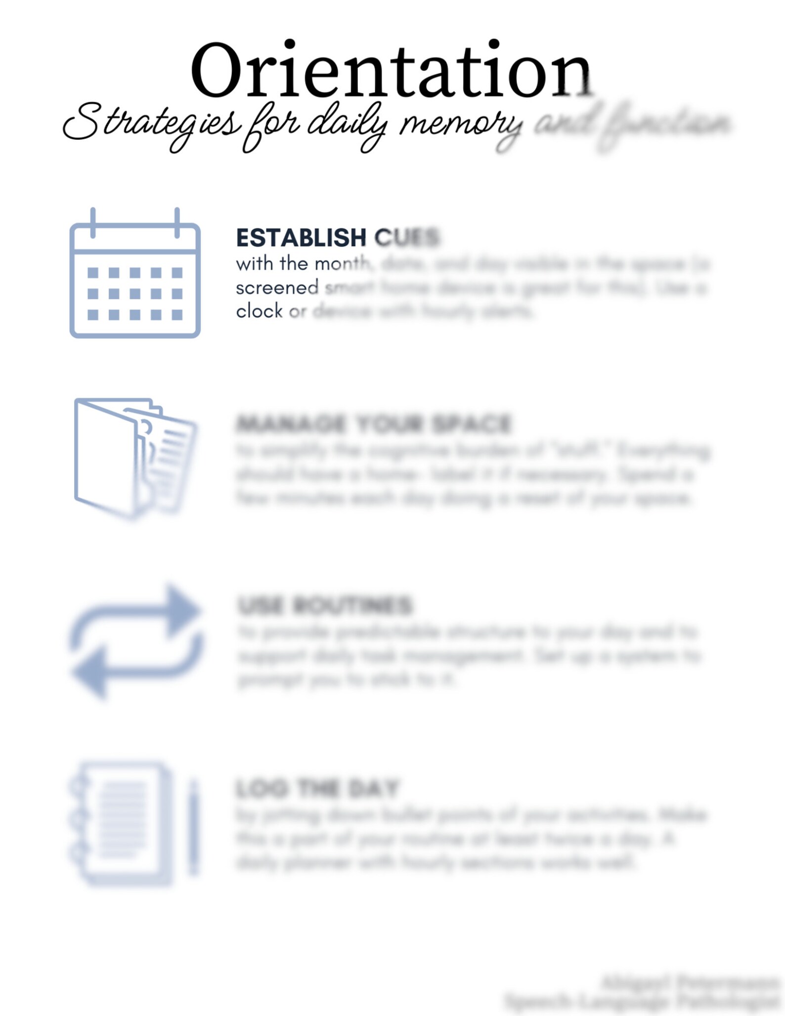 Functional Memory Patient Handouts / Strategies and Tips / Speech ...
