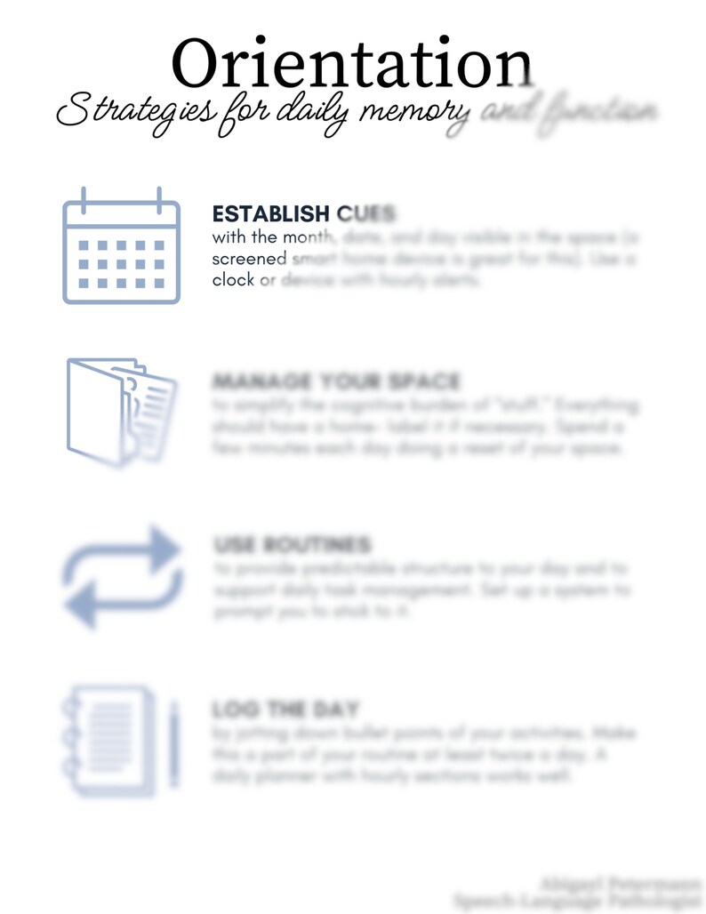 Functional Memory Patient Handouts / Strategies and Tips / Speech ...