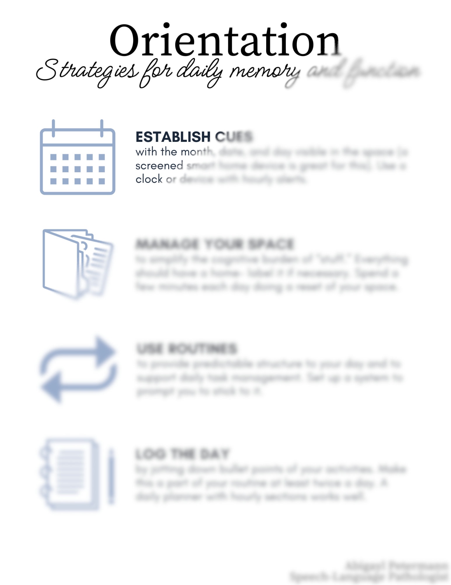 Functional Memory Patient Handouts / Strategies and Tips / Speech ...