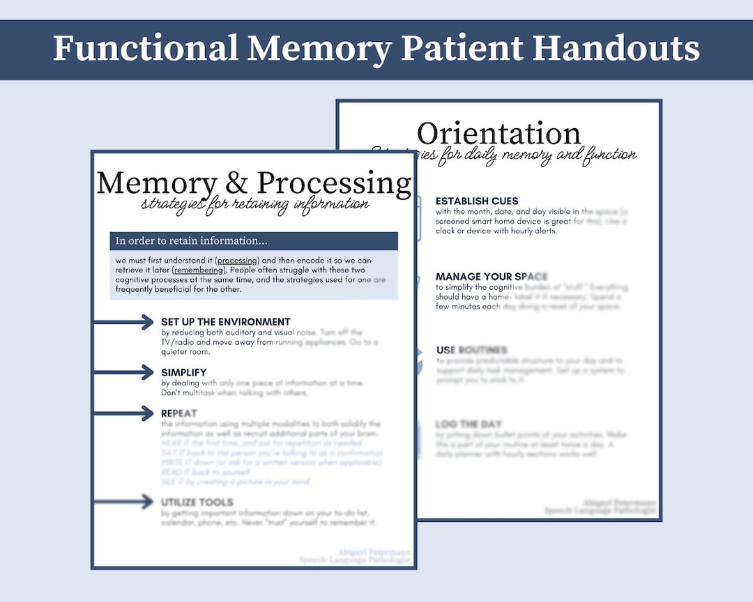 Functional Memory Patient Handouts / Strategies and Tips / Speech ...