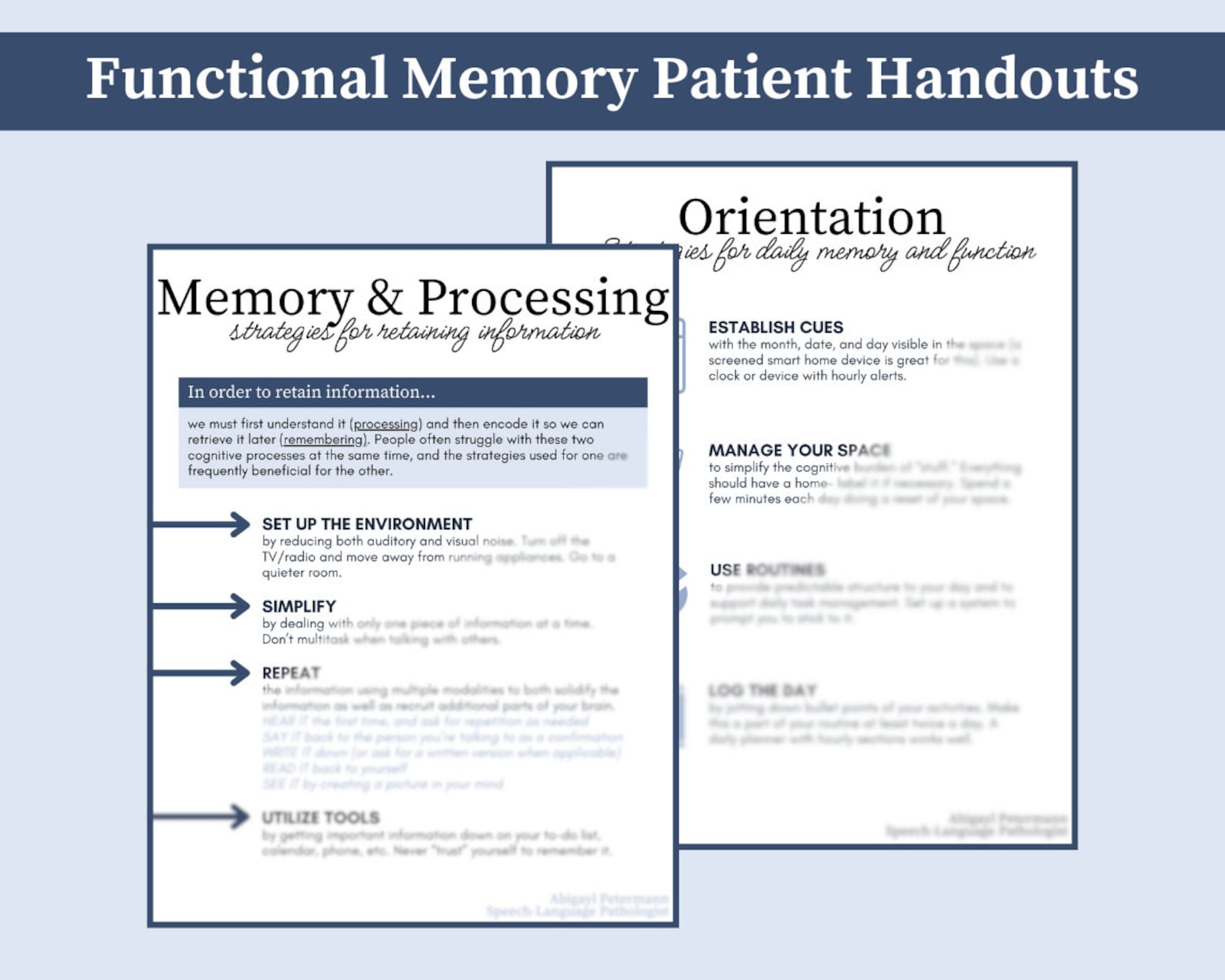Functional Memory Patient Handouts / Strategies and Tips / Speech ...