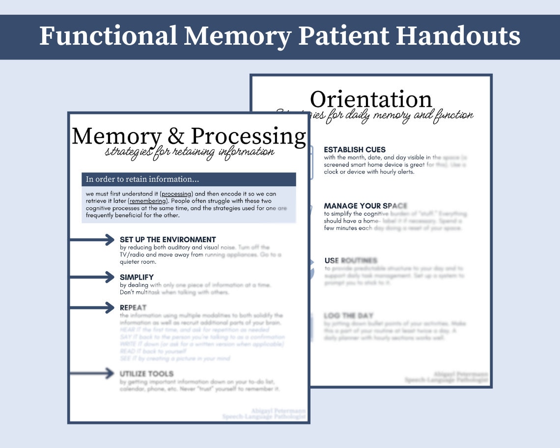 Functional Memory Patient Handouts / Strategies and Tips / Speech ...