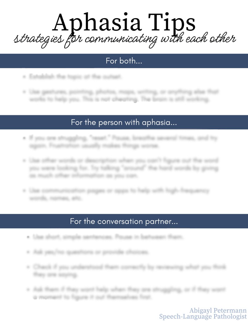 The SLP Patient Handout BUNDLE / Adults / Cognition Aphasia Dysarthria ...