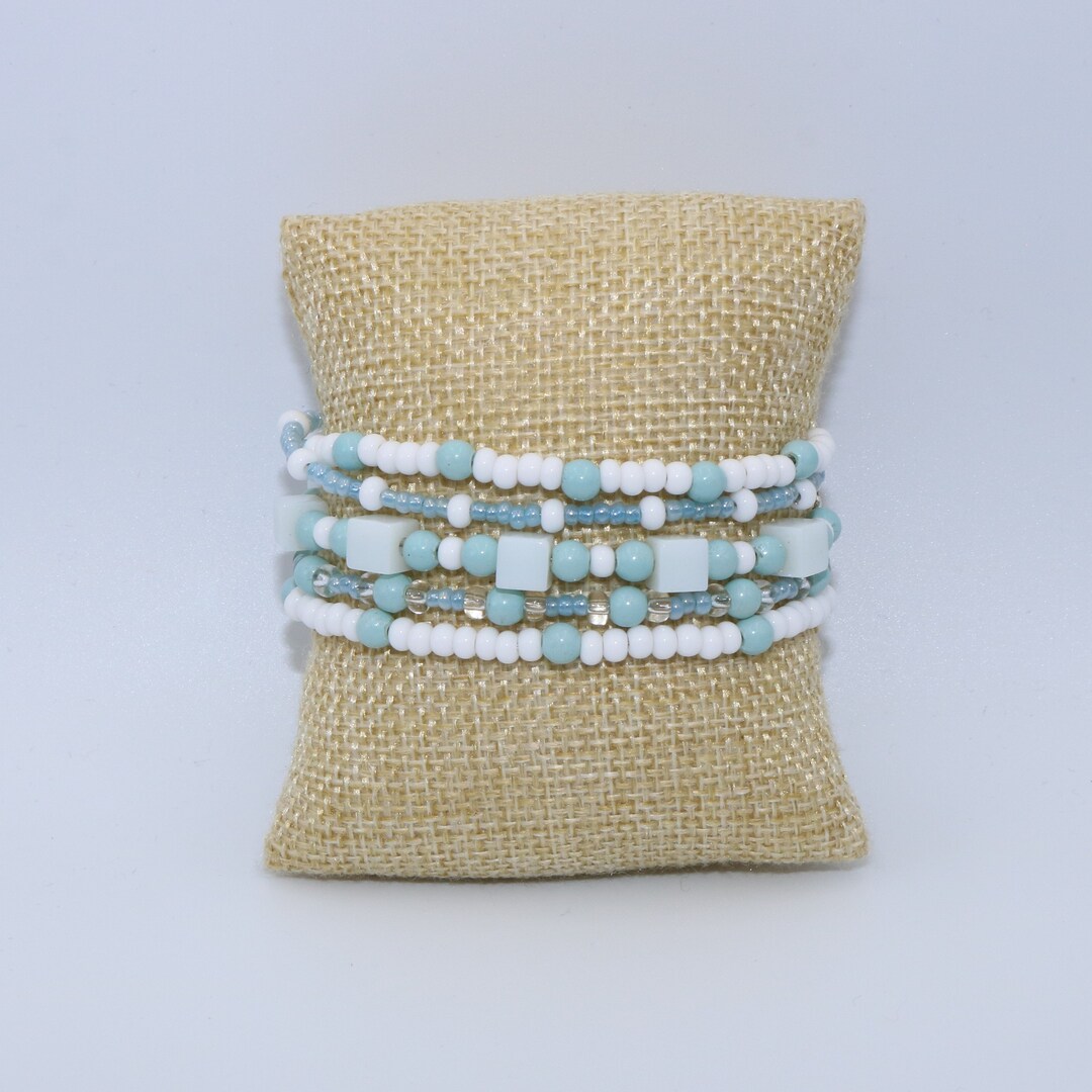 Handmade Azurin Bracelet in White and Light Blue - Etsy