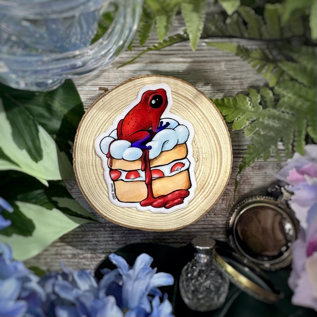 Strawberry Poison Dart Frog Shortcake Sticker - Etsy
