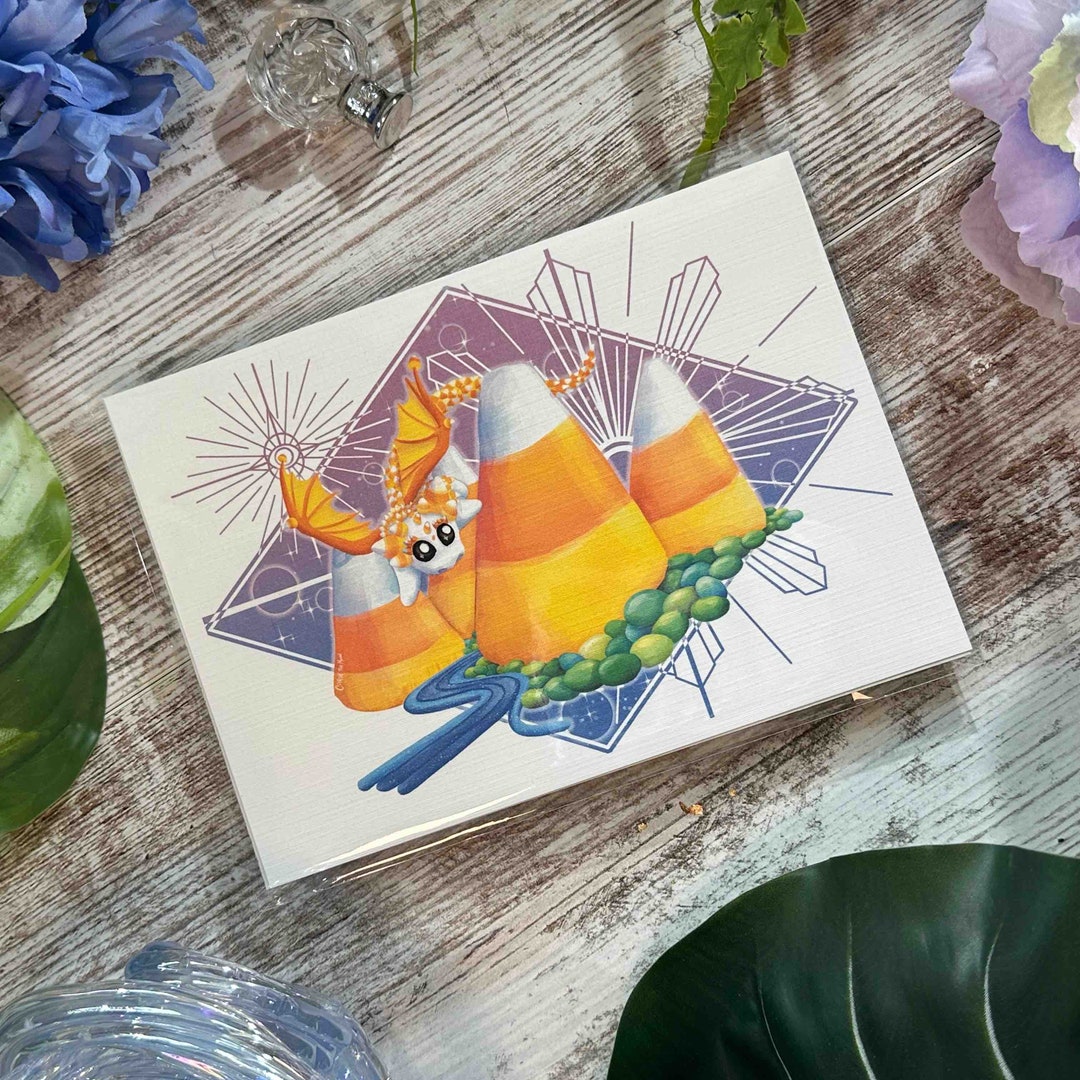 Candy Corn Dragon Art Print - Etsy