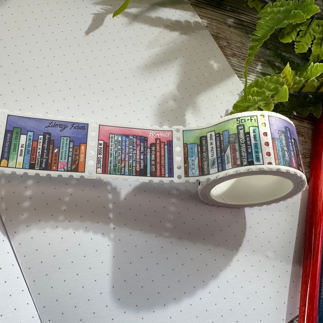 Genre Fiction Bookshelf Stamp Washi Tape - Etsy