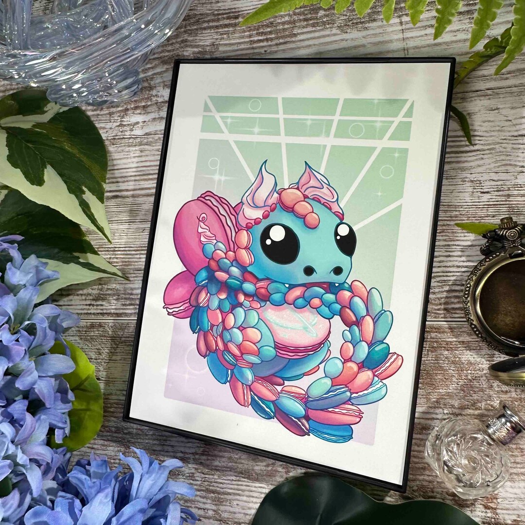 Baby Macaron Dragon Art Print - Etsy