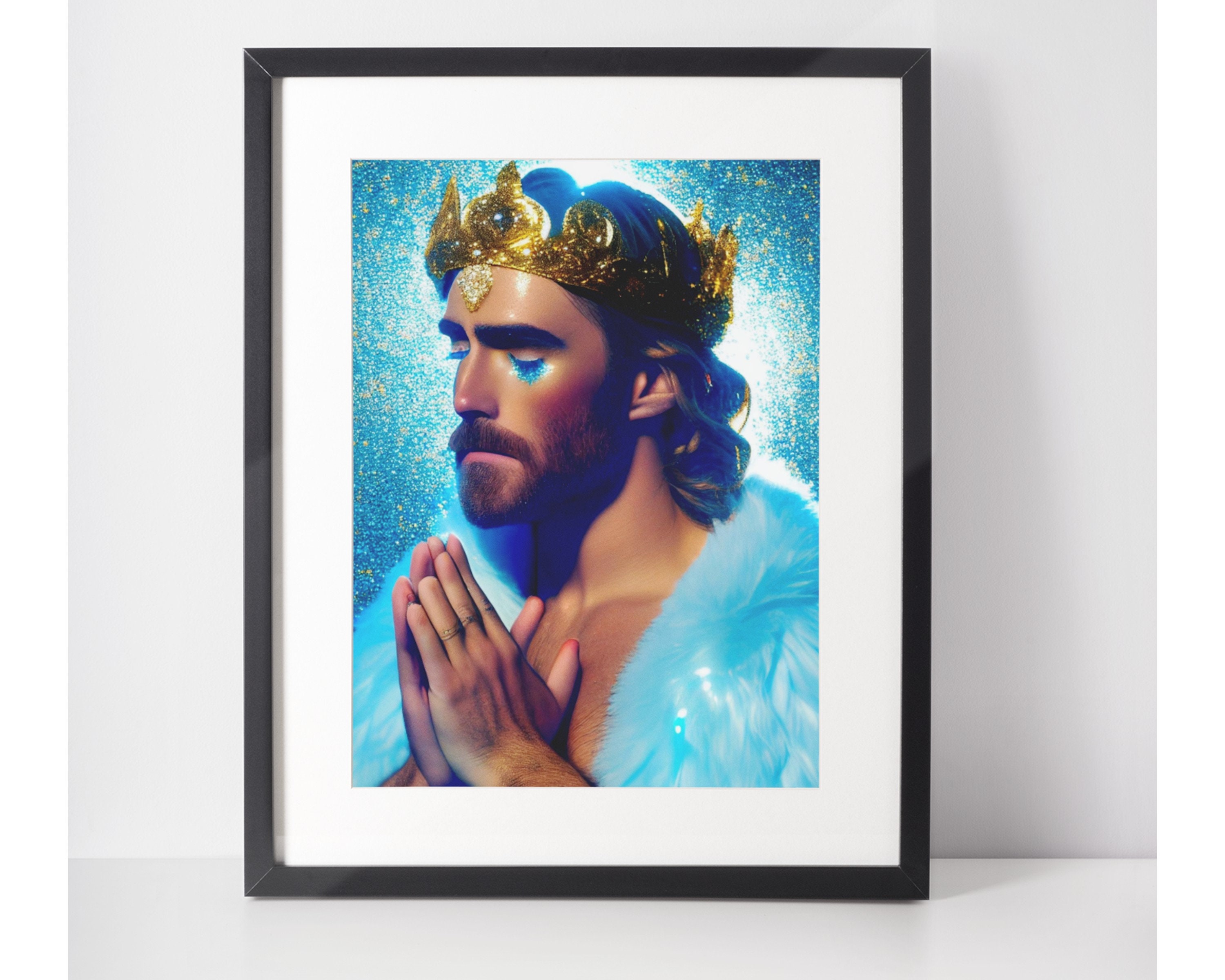 Kitsch Jesus Print, Religious Art Print, Kitsch Home Decor, Quirky Wall ...