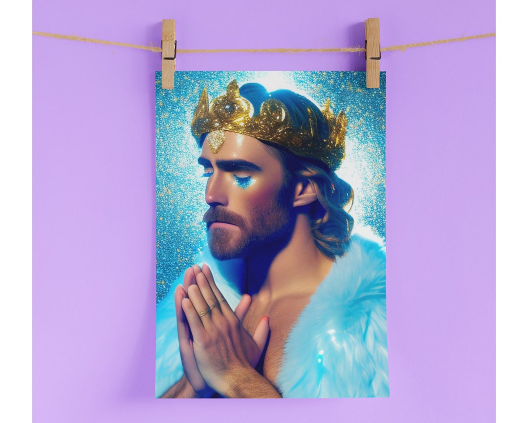 Kitsch Jesus Print, Religious Art Print, Kitsch Home Decor, Quirky Wall ...