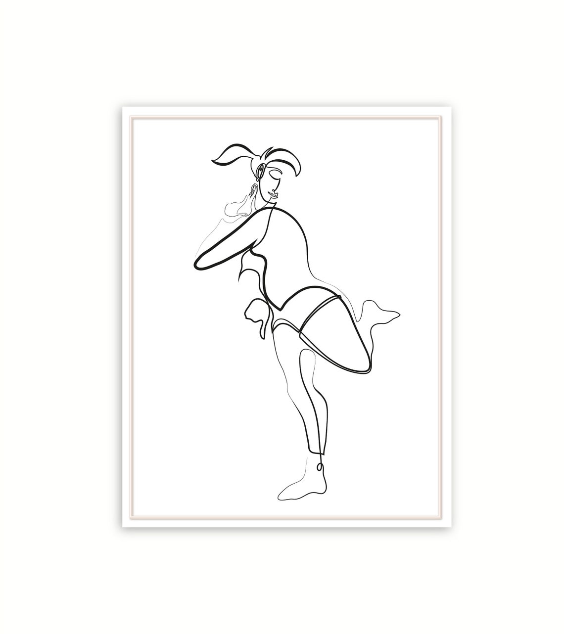 One line drawing joyfull dancer woman One line art dancing | Etsy