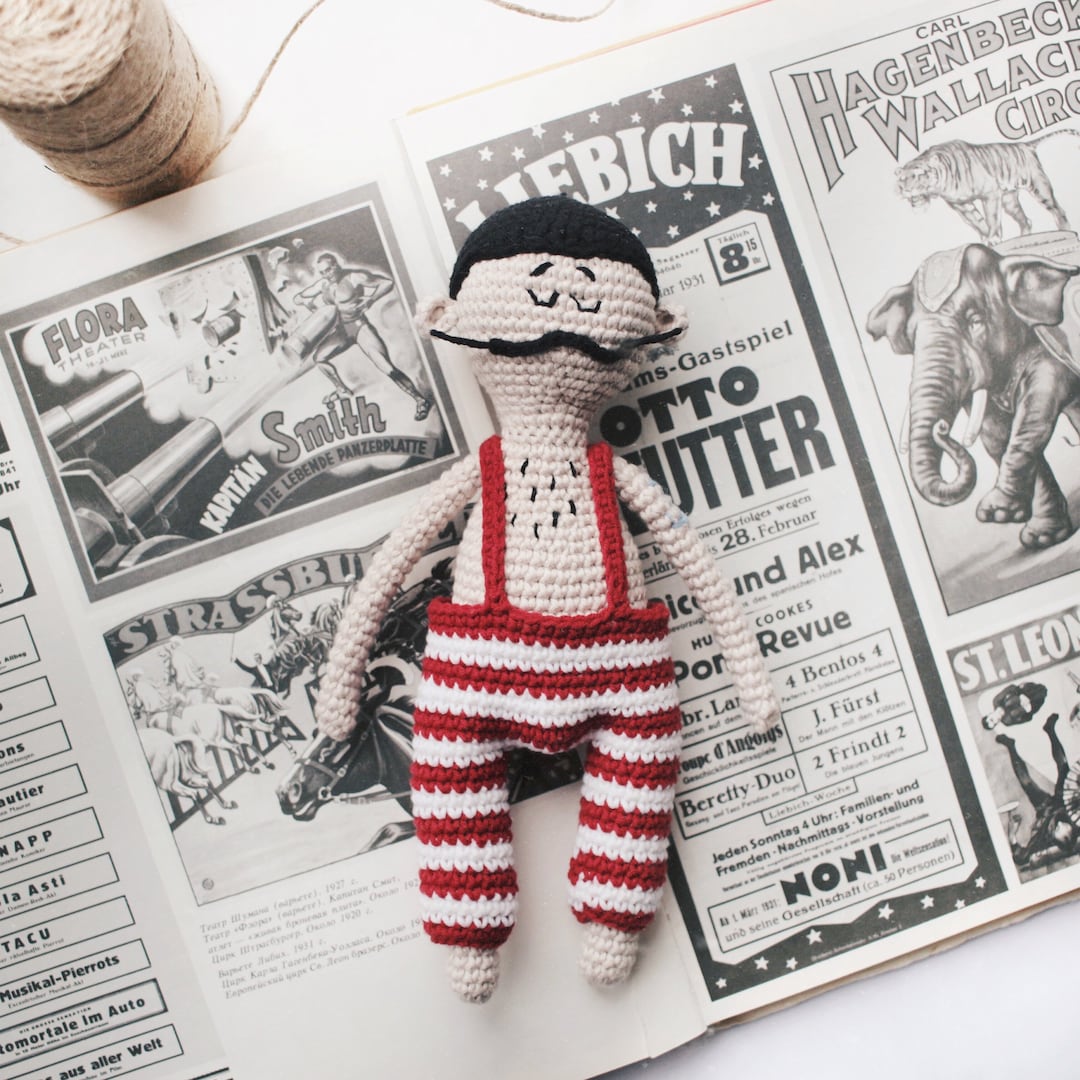 Strongman Doll, Circus Toy, Mustache Man, Crochet Doll, Crochet Toy ...