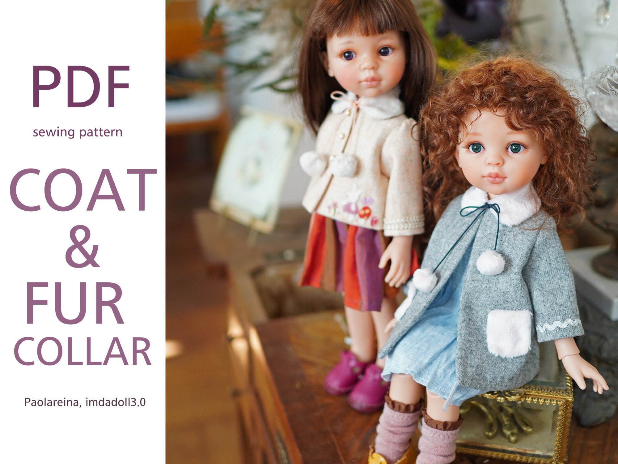 PDF Doll Clothes Pattern : Coat & Fur Set for Paola Reina - Etsy