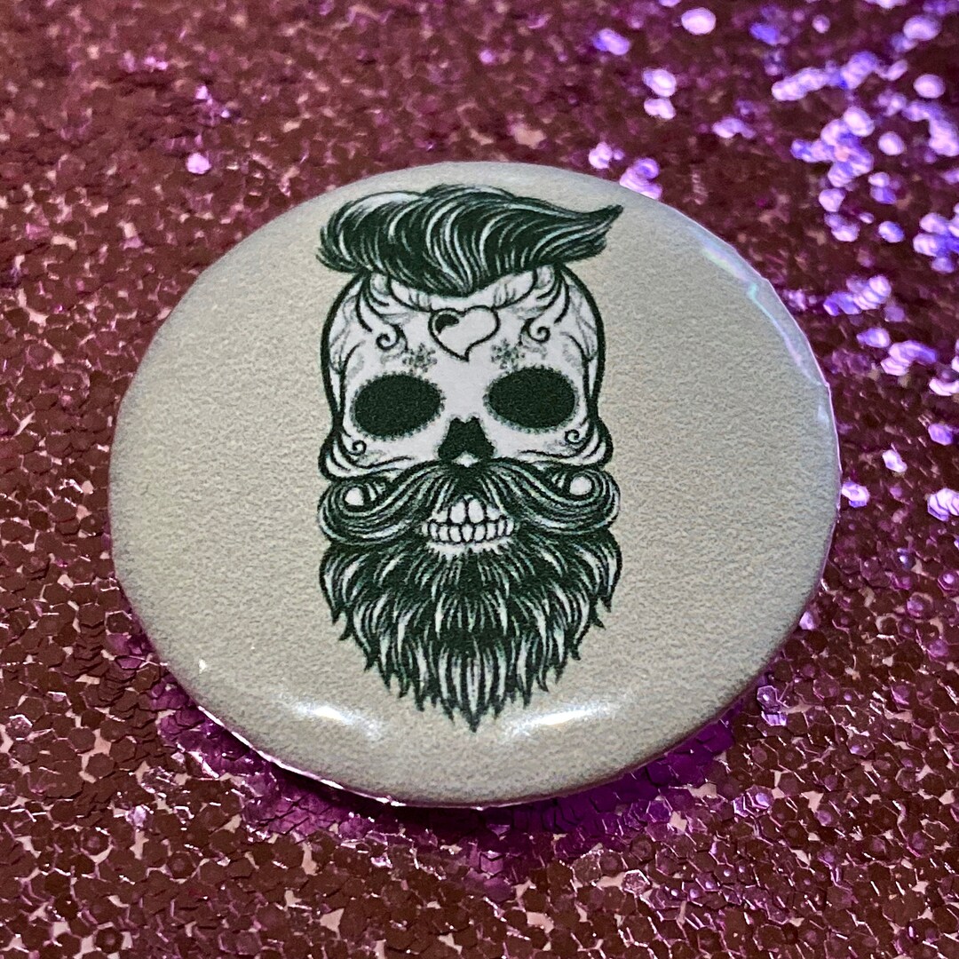 The Bearded Sugar Skull Pin - Etsy