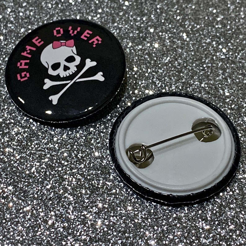 Pink Game Over Skull Pin - Etsy