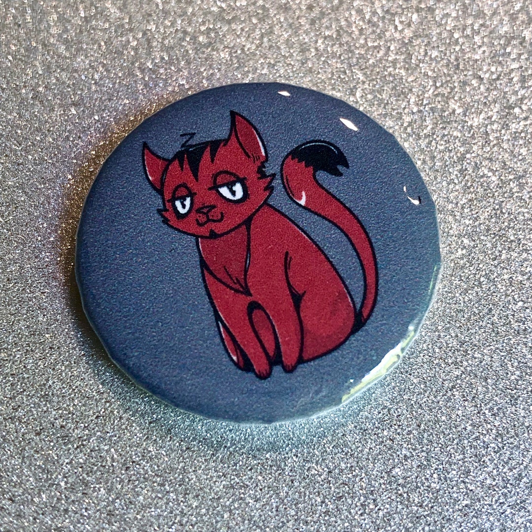Cute Red Hell Cat Pin - Etsy