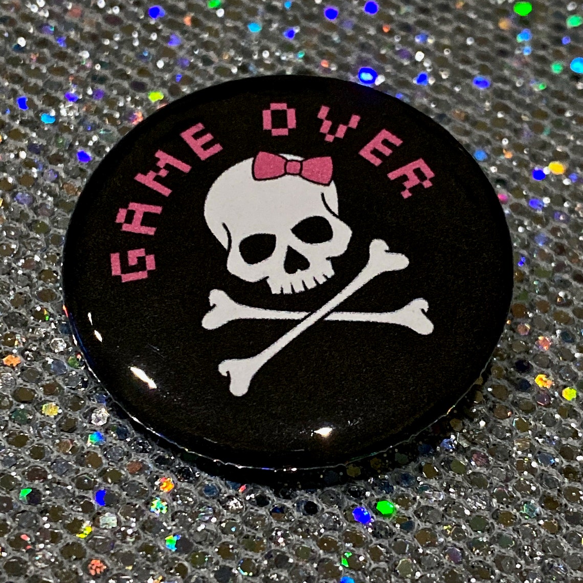 Pink Game Over Skull Pin - Etsy