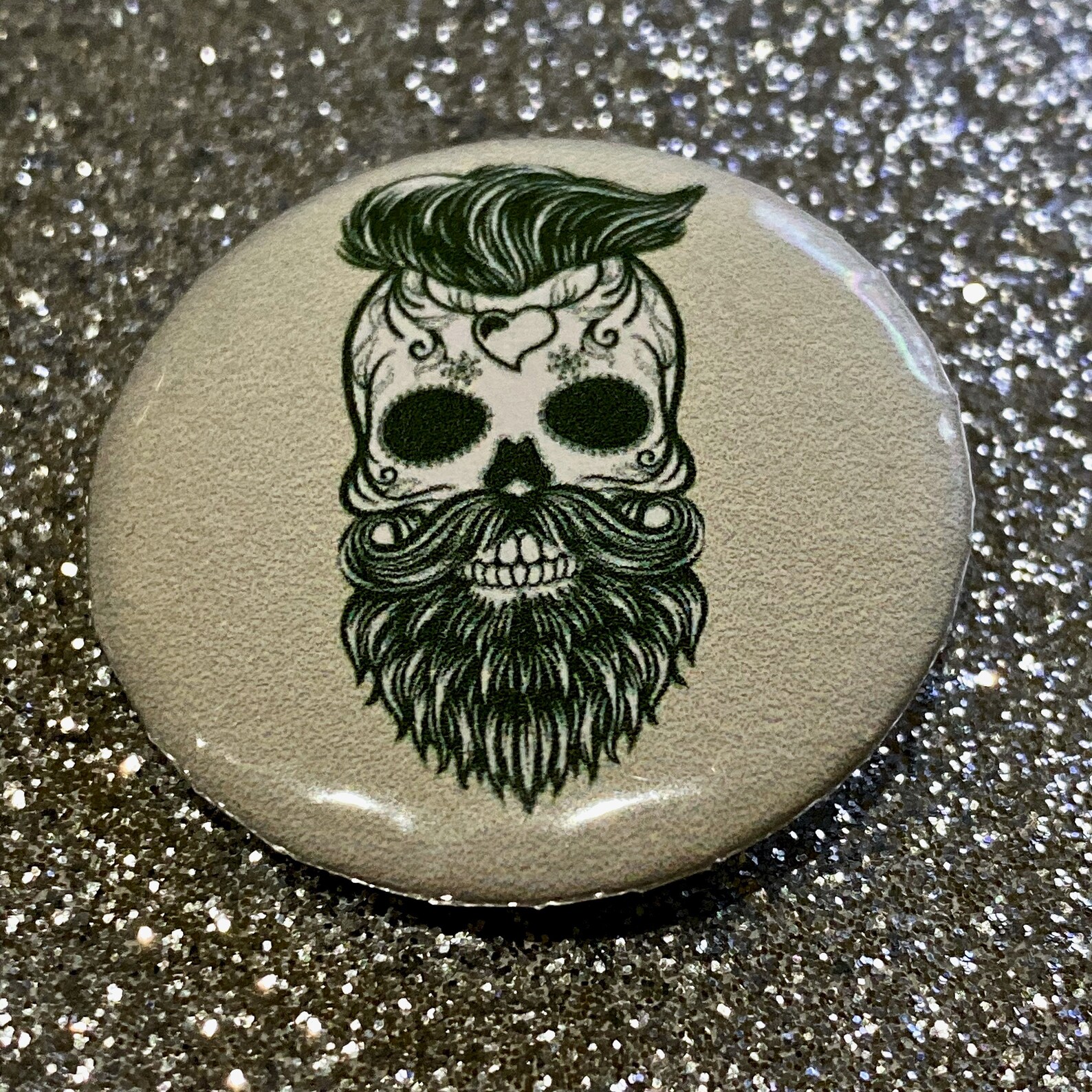 The Bearded Sugar Skull Pin | Etsy