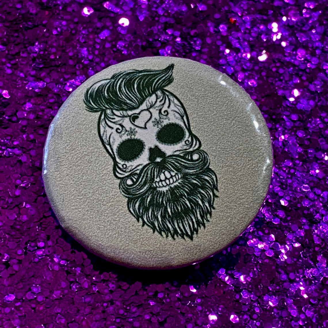 The Bearded Sugar Skull Pin | Etsy