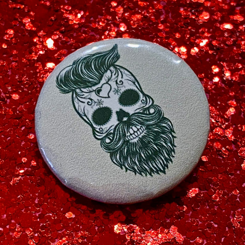 The Bearded Sugar Skull Pin - Etsy