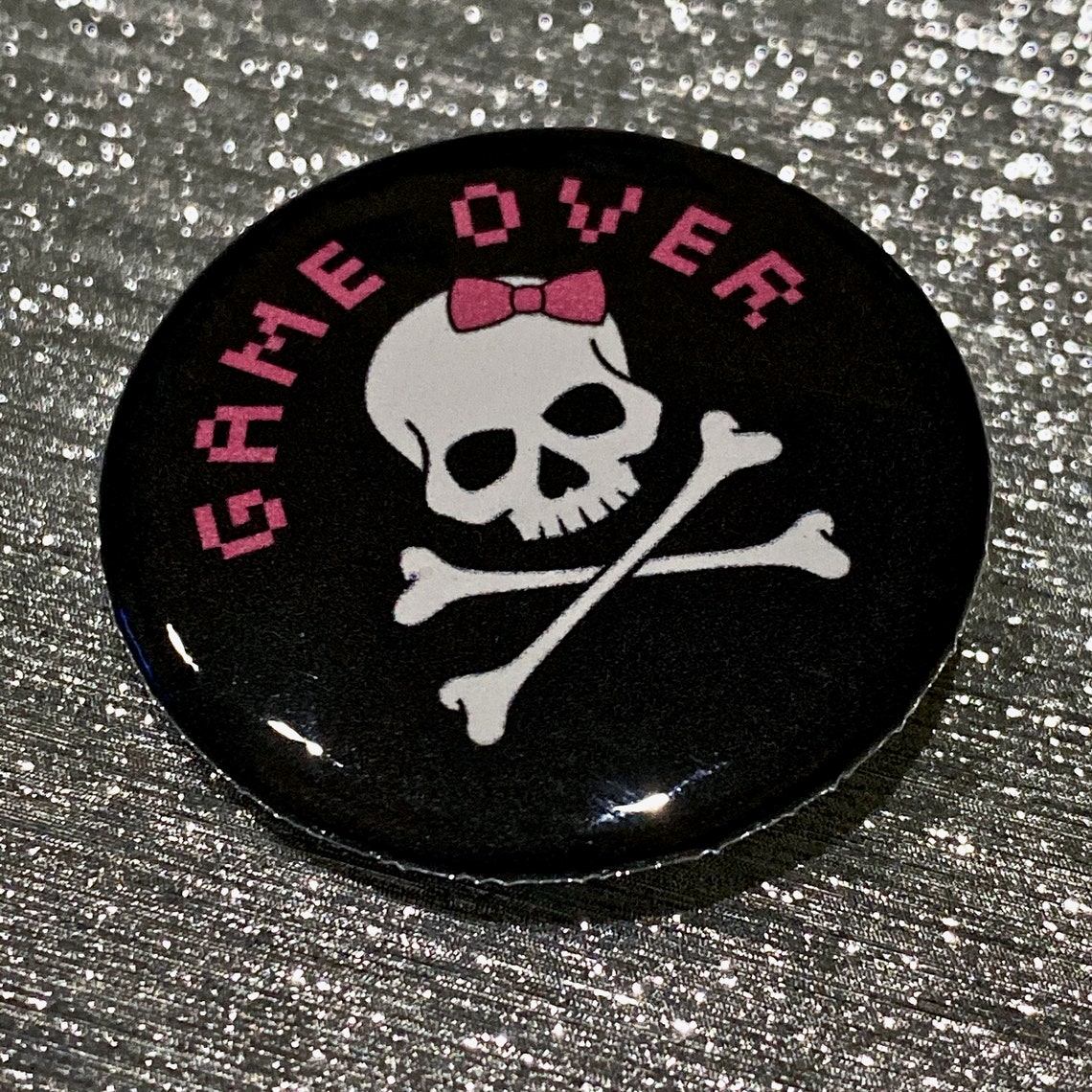 Pink Game Over Skull Pin - Etsy