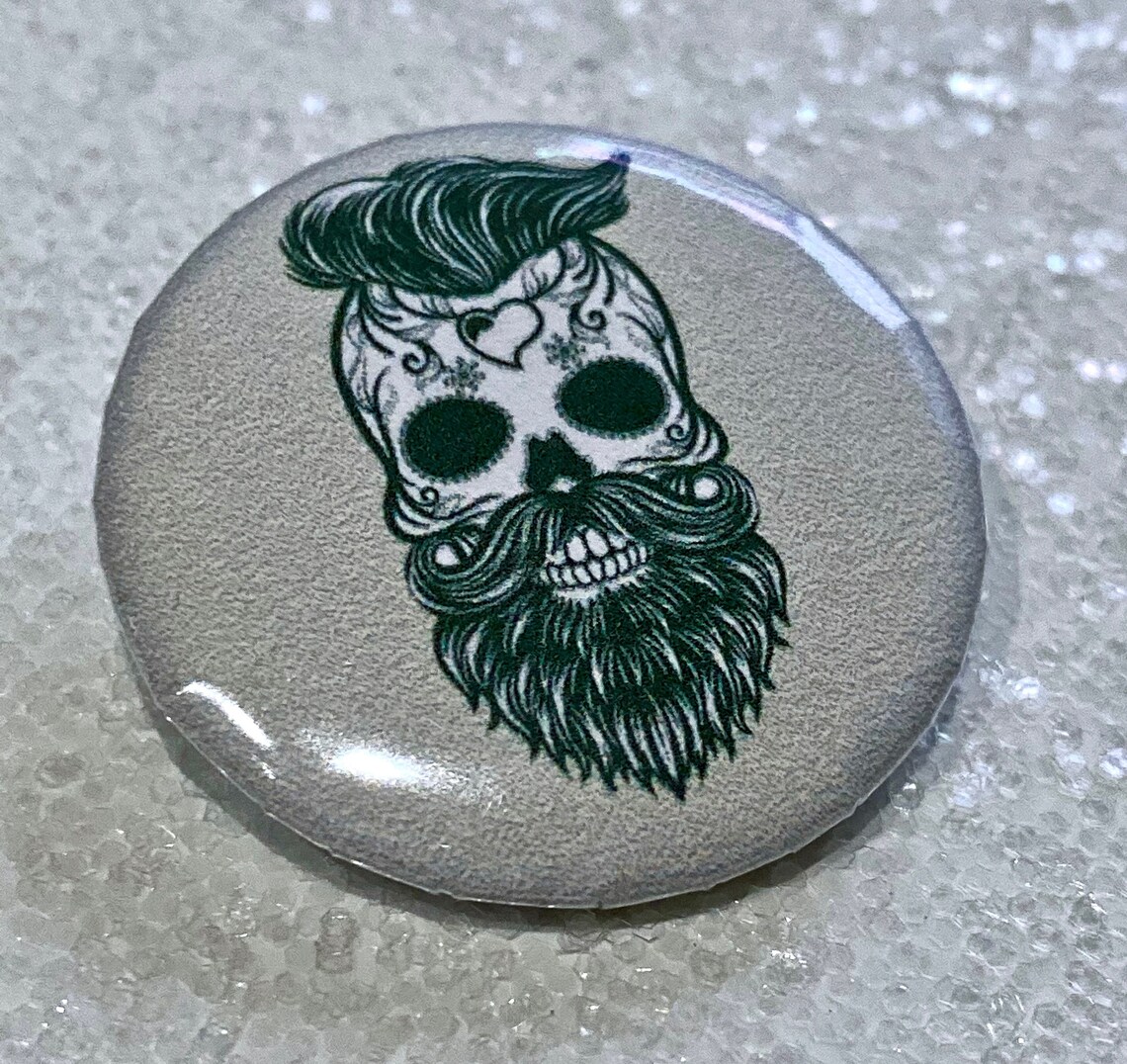 The Bearded Sugar Skull Pin - Etsy