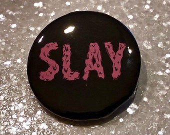 Slay Pink Glitter Enamel Pin - Etsy