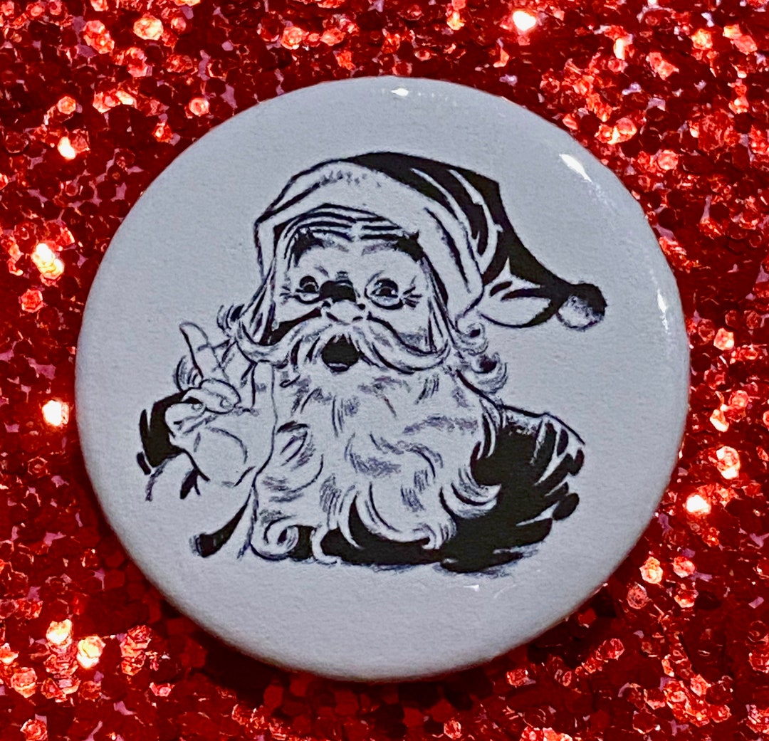 Psycho Santa Black and White Christmas Pin - Etsy