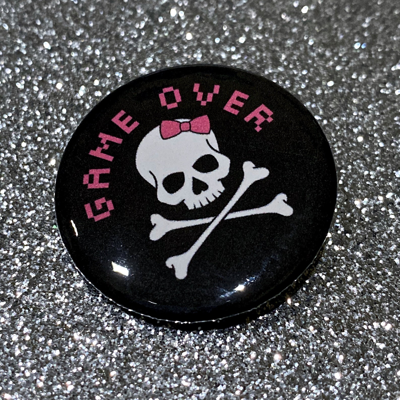 Pink Game Over Skull Pin - Etsy