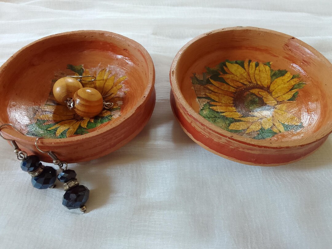 Terracotta Dish Set of Two Terracotta Dish Plates Decorative Small ...