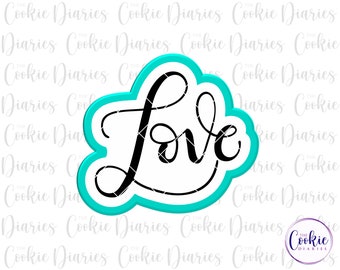 Love Word Plaque Cookie Cutter Script Lettering Perfect for Wedding ...