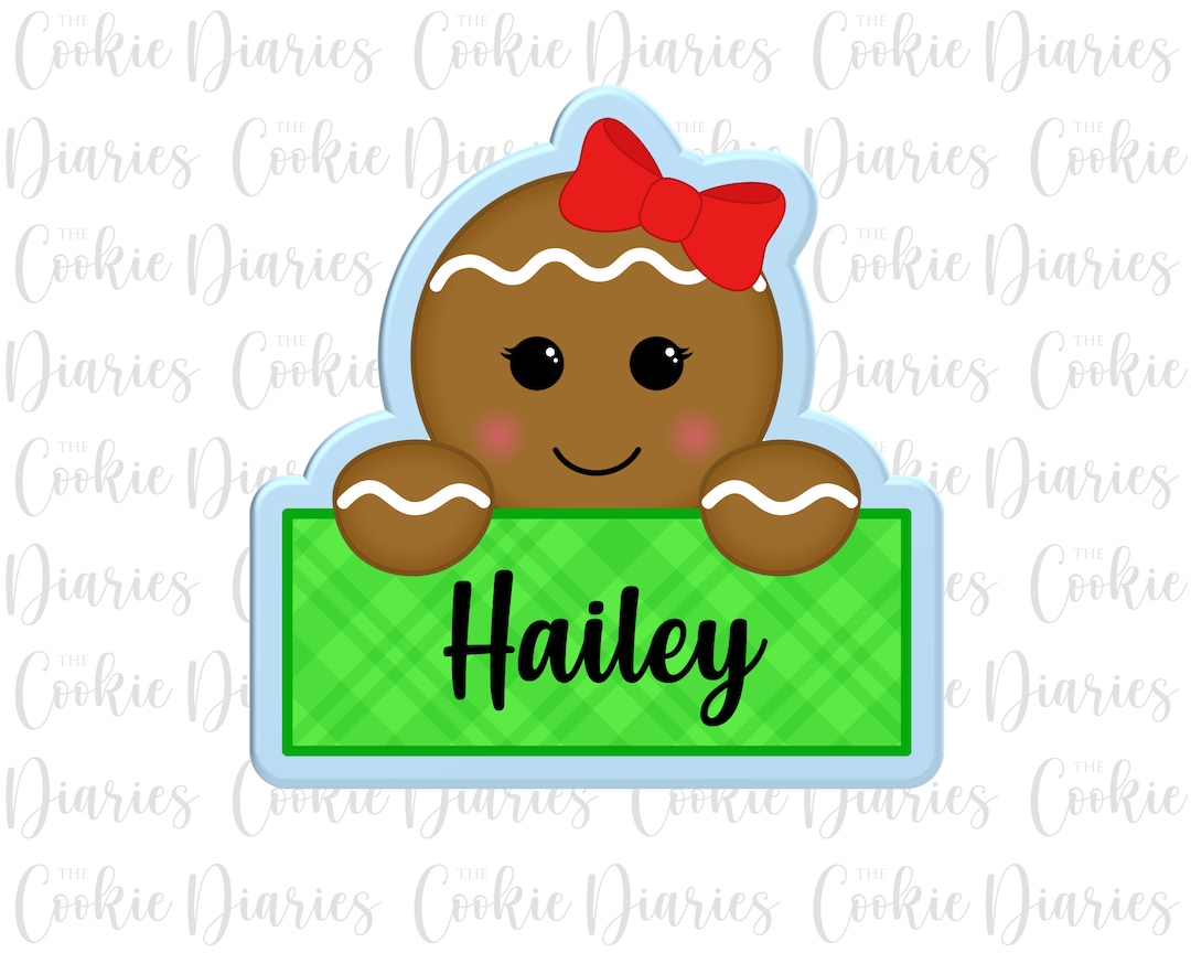 Gingerbread Girl With Name Plaque Cookie Cutter - Etsy