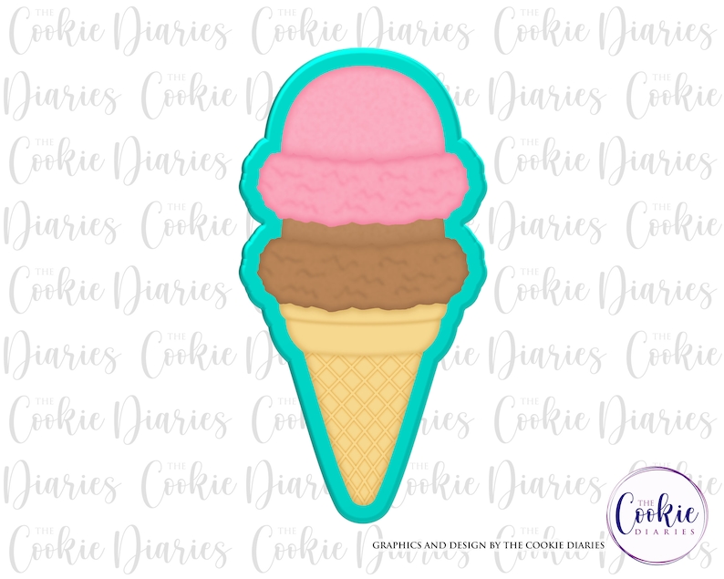 Double Scoop Ice Cream Cone (2019) Cookie Cutter - Etsy