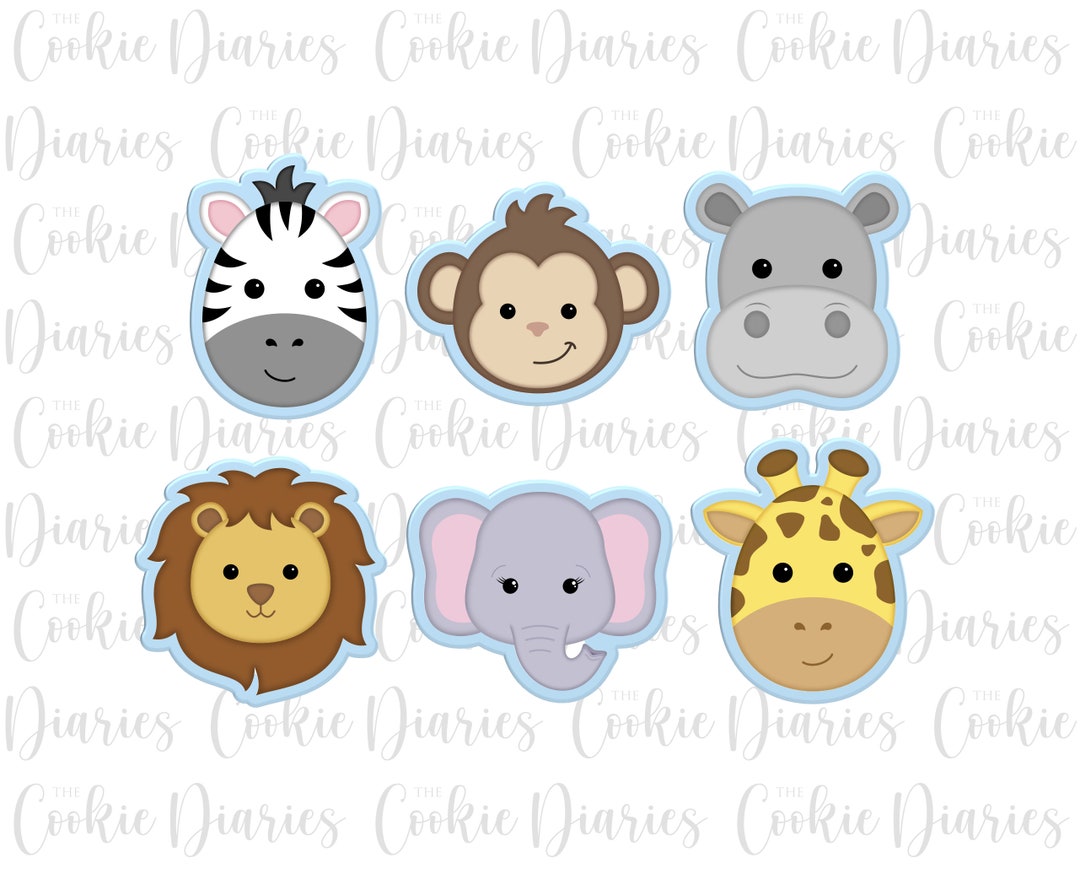 Safari Animal Faces Cookie Cutter Set - Etsy