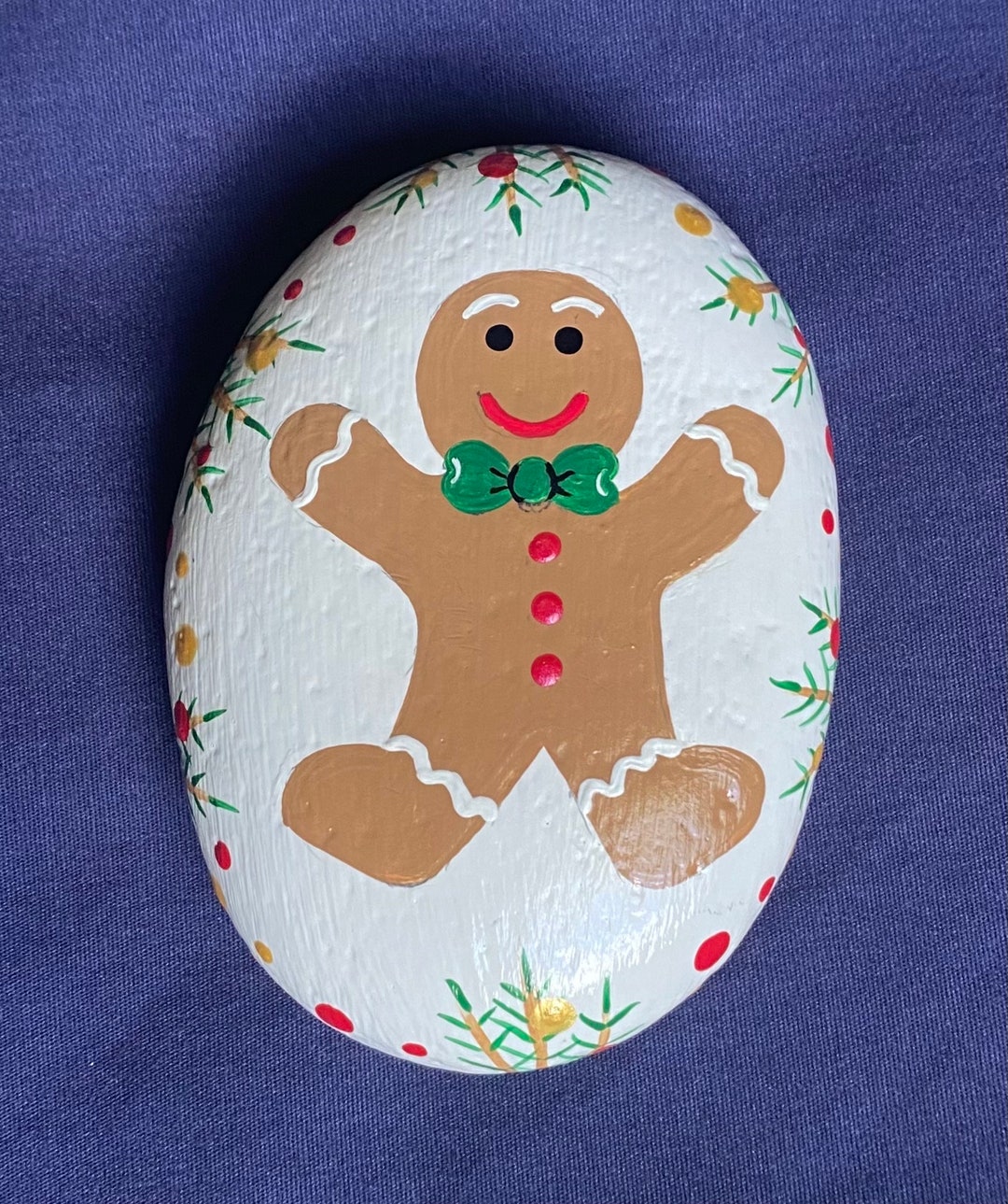 Gingerbread Man Painted Rock, Holiday Painted Stone, Christmas, Winter ...