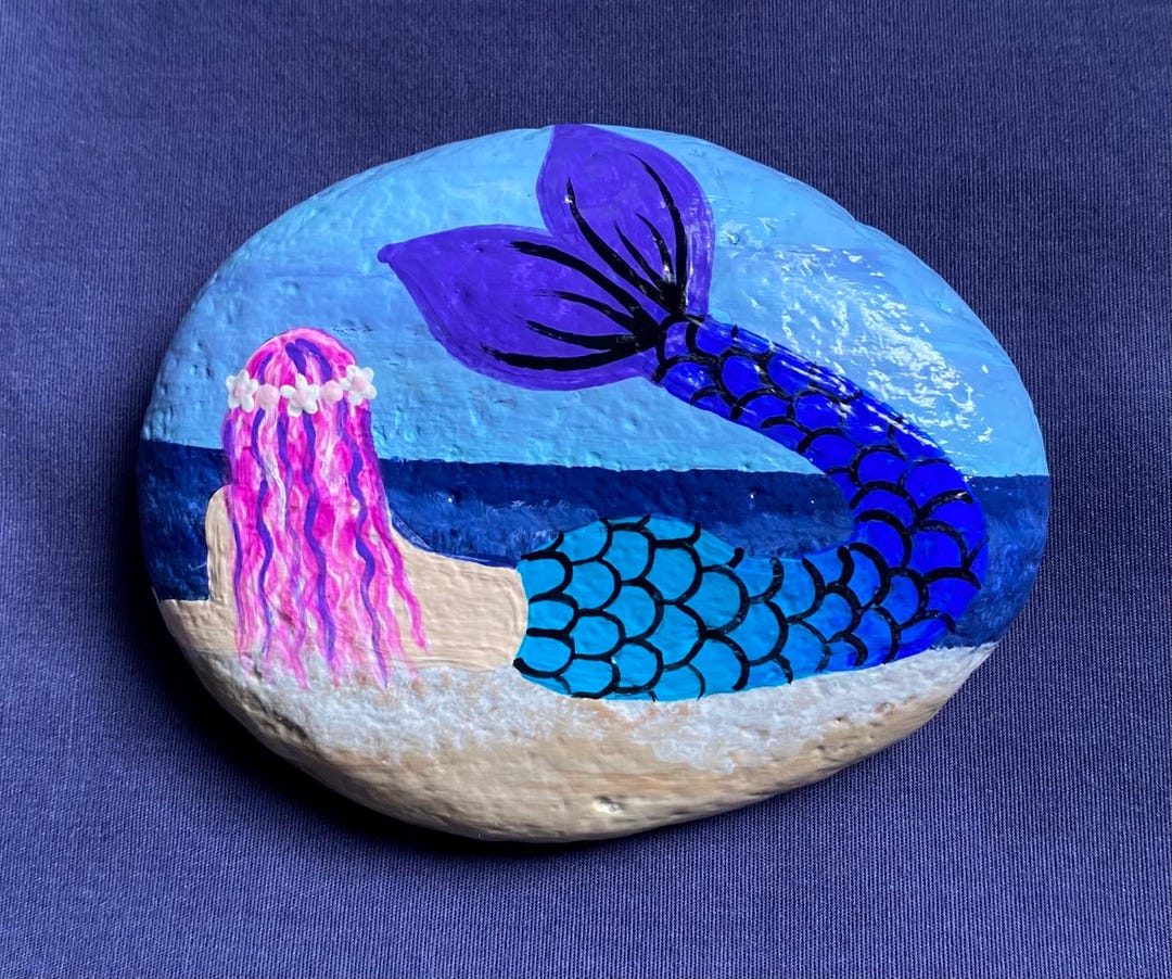 Mermaid Painted Rock, Fish Painted Stone, Mermaids Decor and Gifts - Etsy