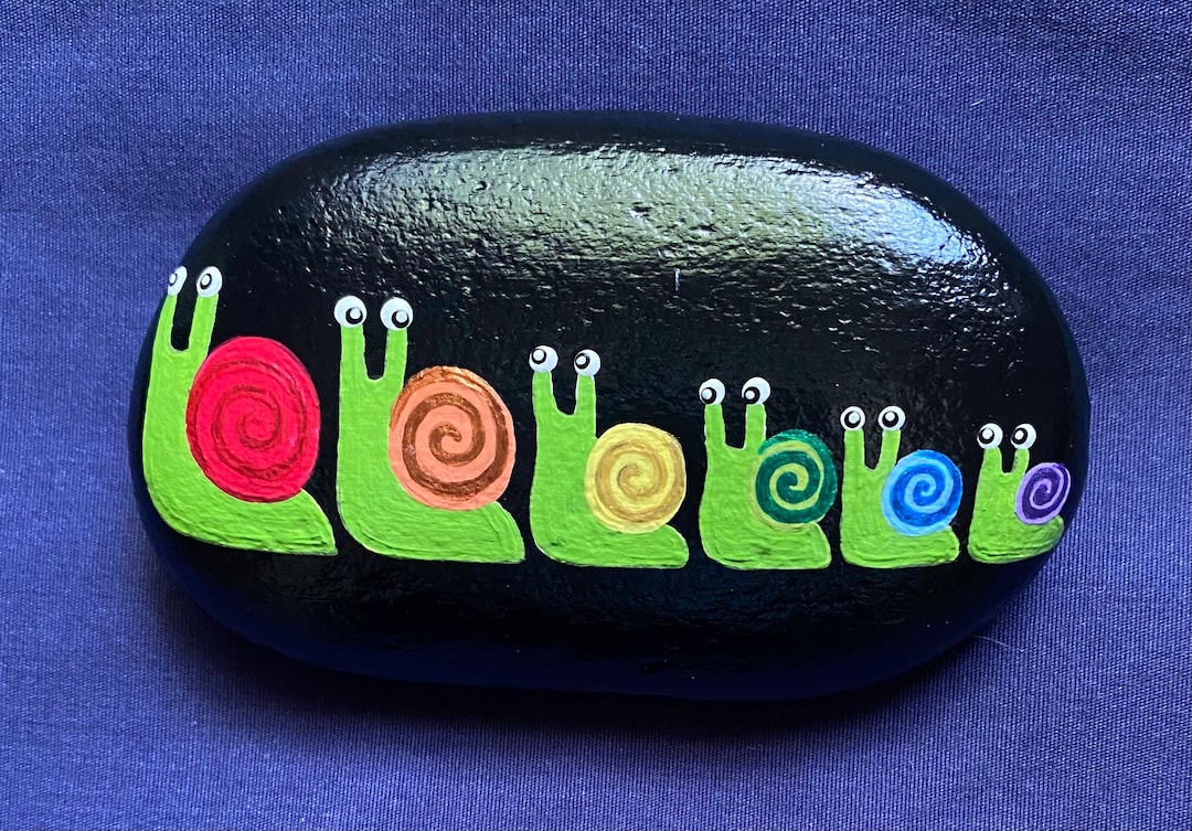 Snail Painted Rock Snails Painted Stone Animals Garden - Etsy