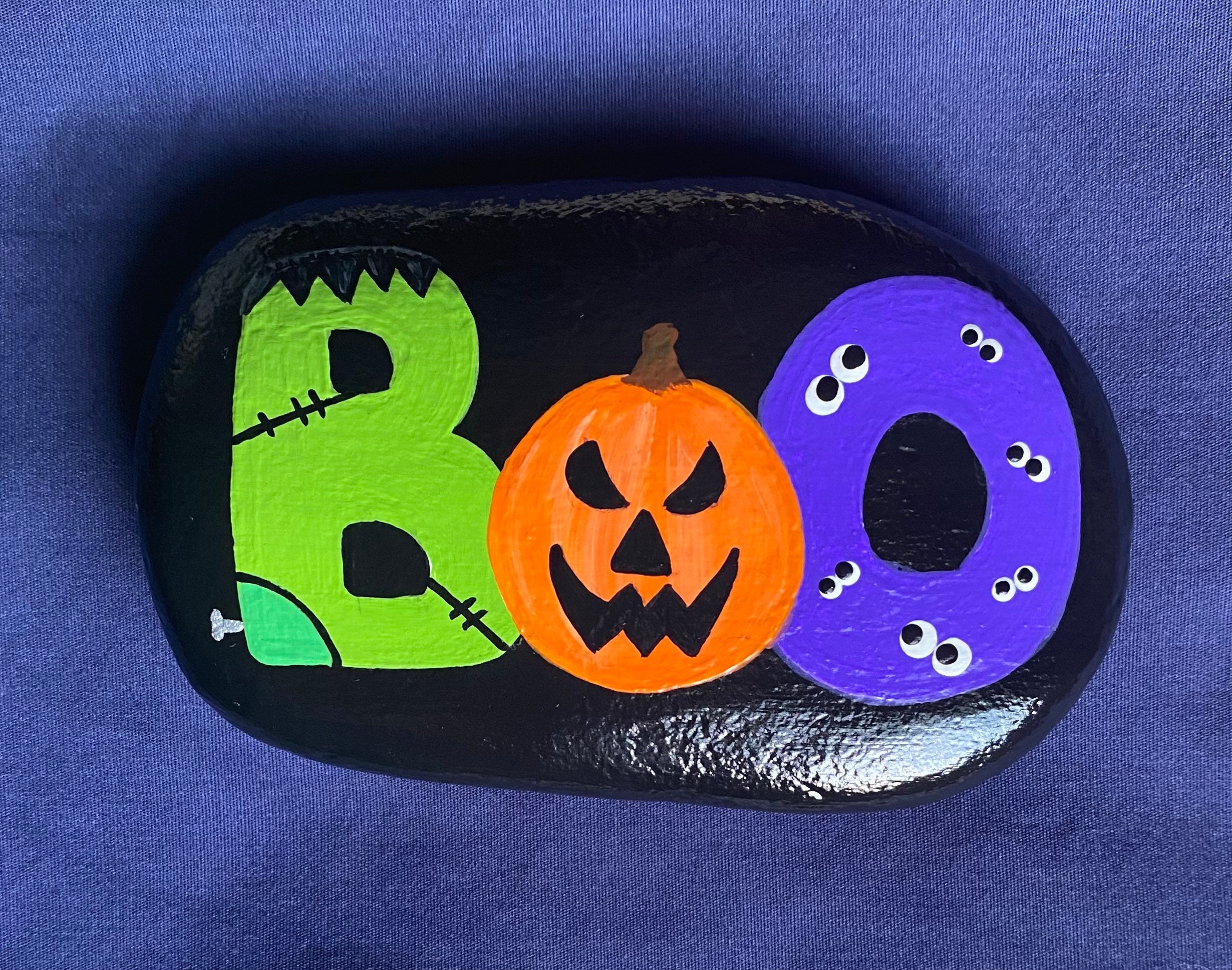 Halloween Painted Rock Boo Painted Stone Holidays Words - Etsy