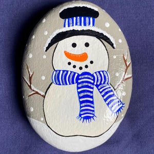 Snowman Painted Rock, Winter Painted Stone, Seasonal Decor and Gifts - Etsy