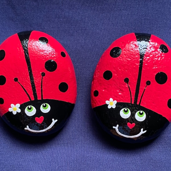 Ladybug Painted Rocks - Etsy