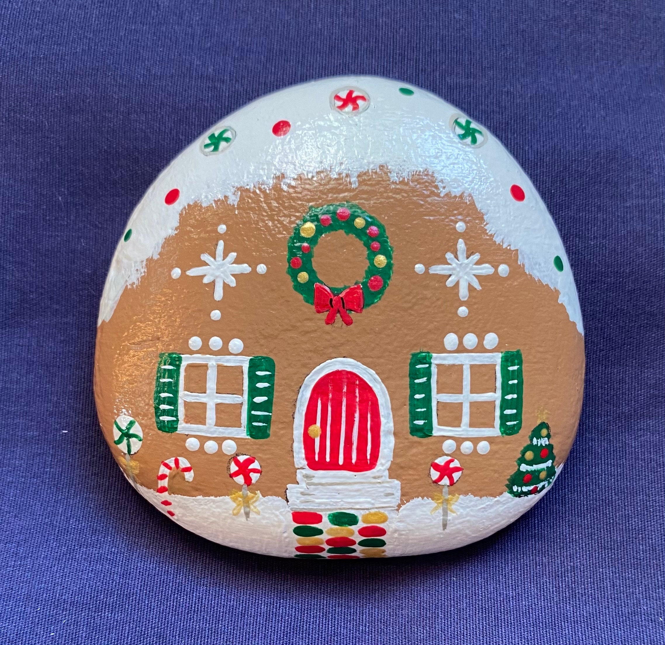 Gingerbread House Painted Rock, Christmas Painted Stone, Holidays ...