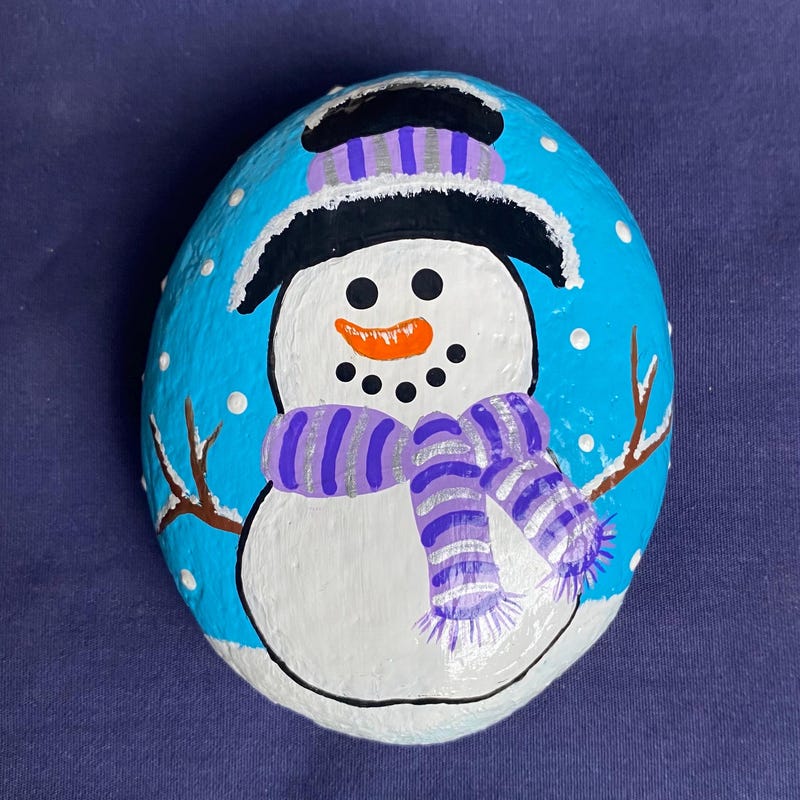 Painted Snowman Rocks - Etsy