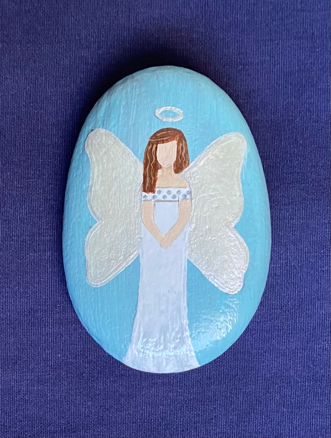 Angel Painted Rock, Guardian Angel Painted Stone, Angels Home Decor and ...