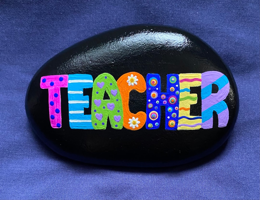 Teacher Painted Rock, Teaching Painted Stone, Teachers, Garden, Porch ...