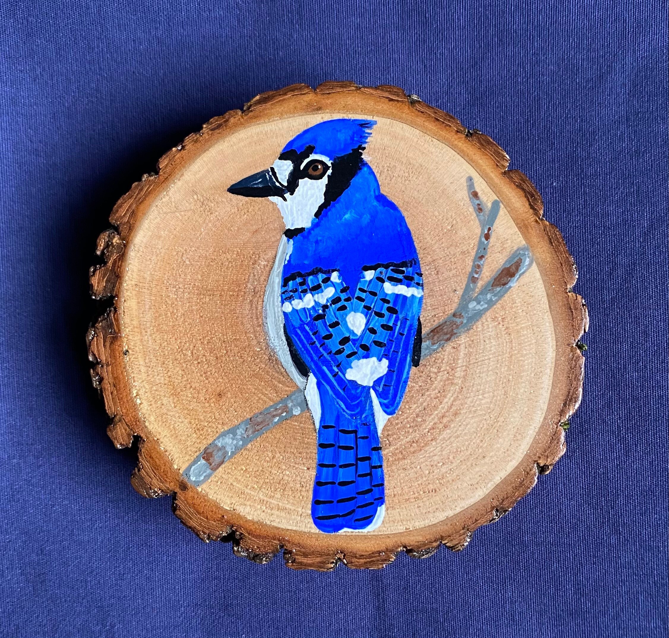 Blue Jay Paintings Bird Painted Wood Slice Trees Birds - Etsy