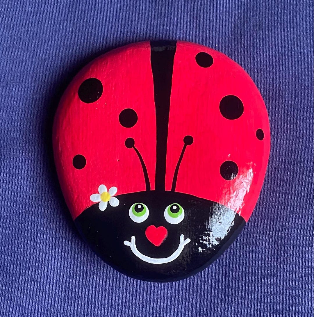 Ladybug Painted Rock, Bug Painted Stone, Ladybugs Home Decor and Gifts ...