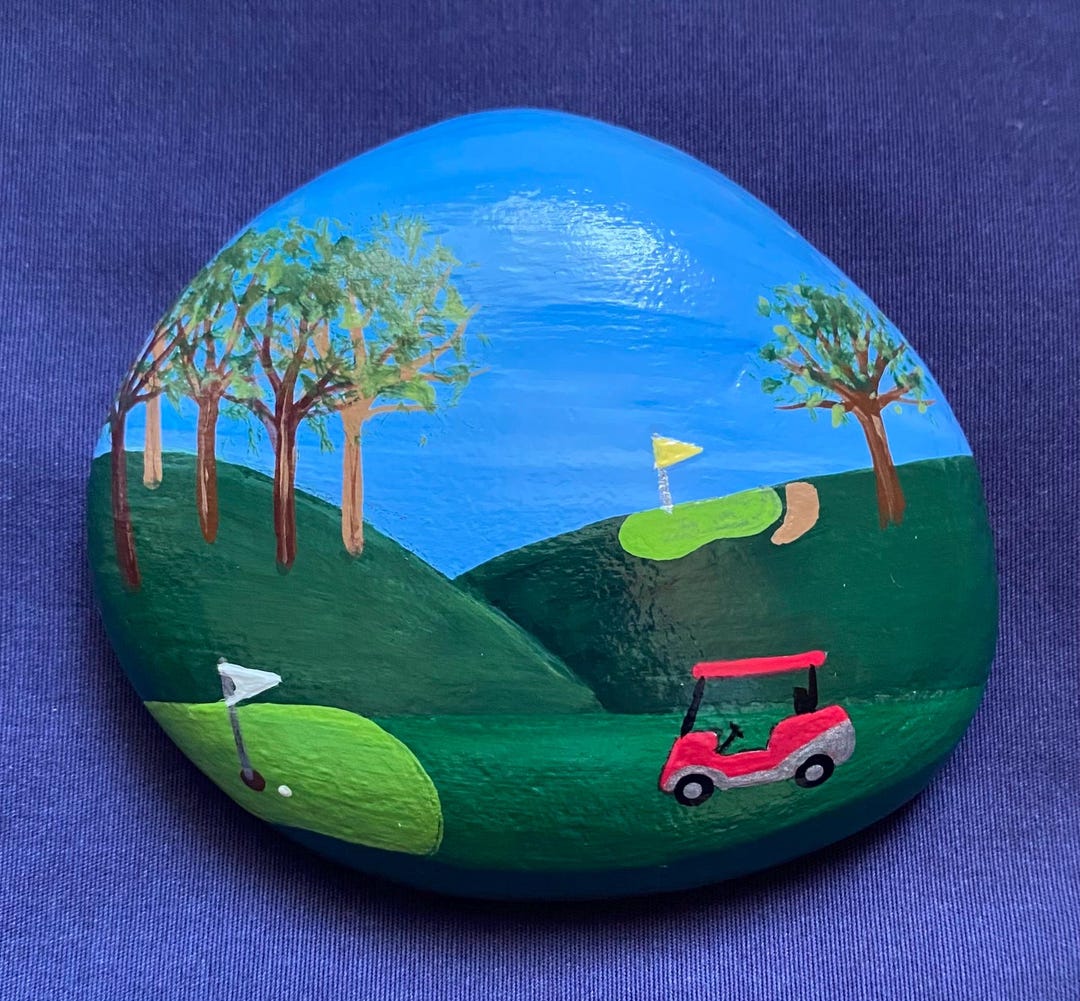Golf Painted Rock, Golfing Painted Stone, Golf Course Decor and Gifts ...