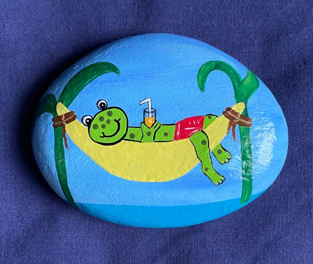 Frog Painted Rock, Animal Painted Stone, Frogs Home Decor and Gifts - Etsy