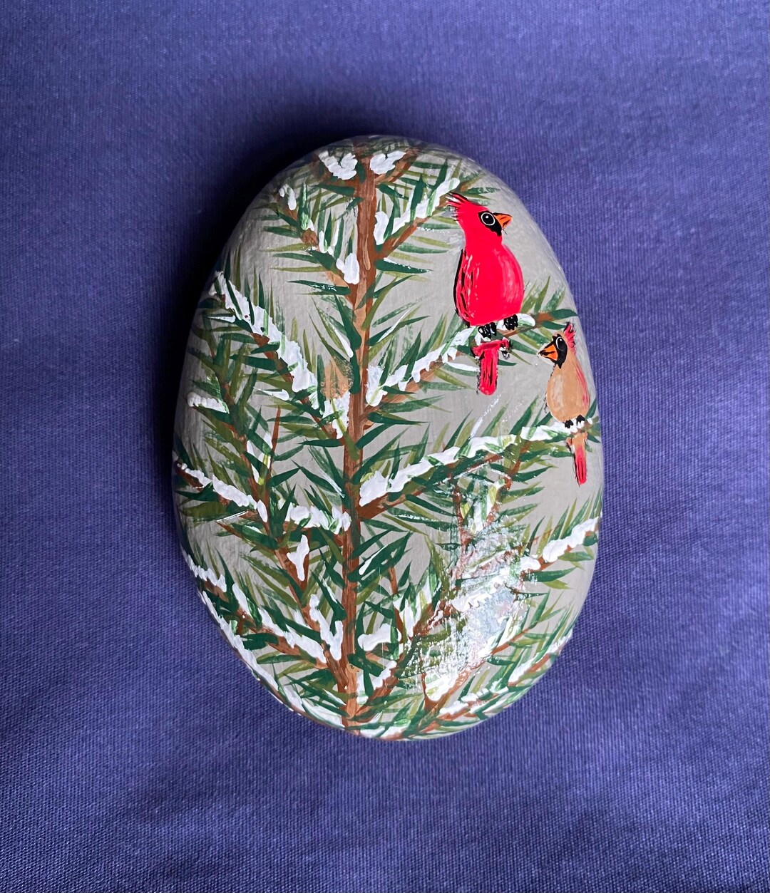 Cardinal Painted Rocks, Red Bird Painted Stones, Cardinals Home Decor ...